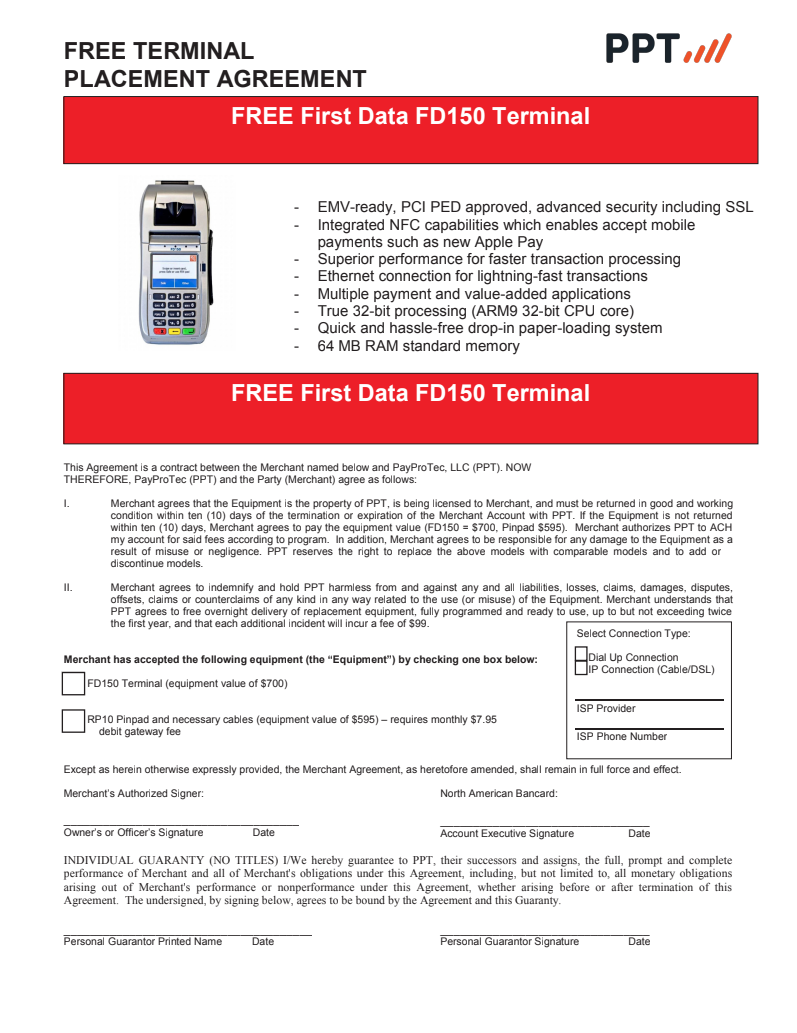 FREE First Data FD150 Terminal