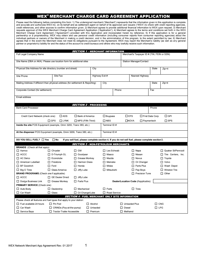 Wright Express (WEX) Application Guide