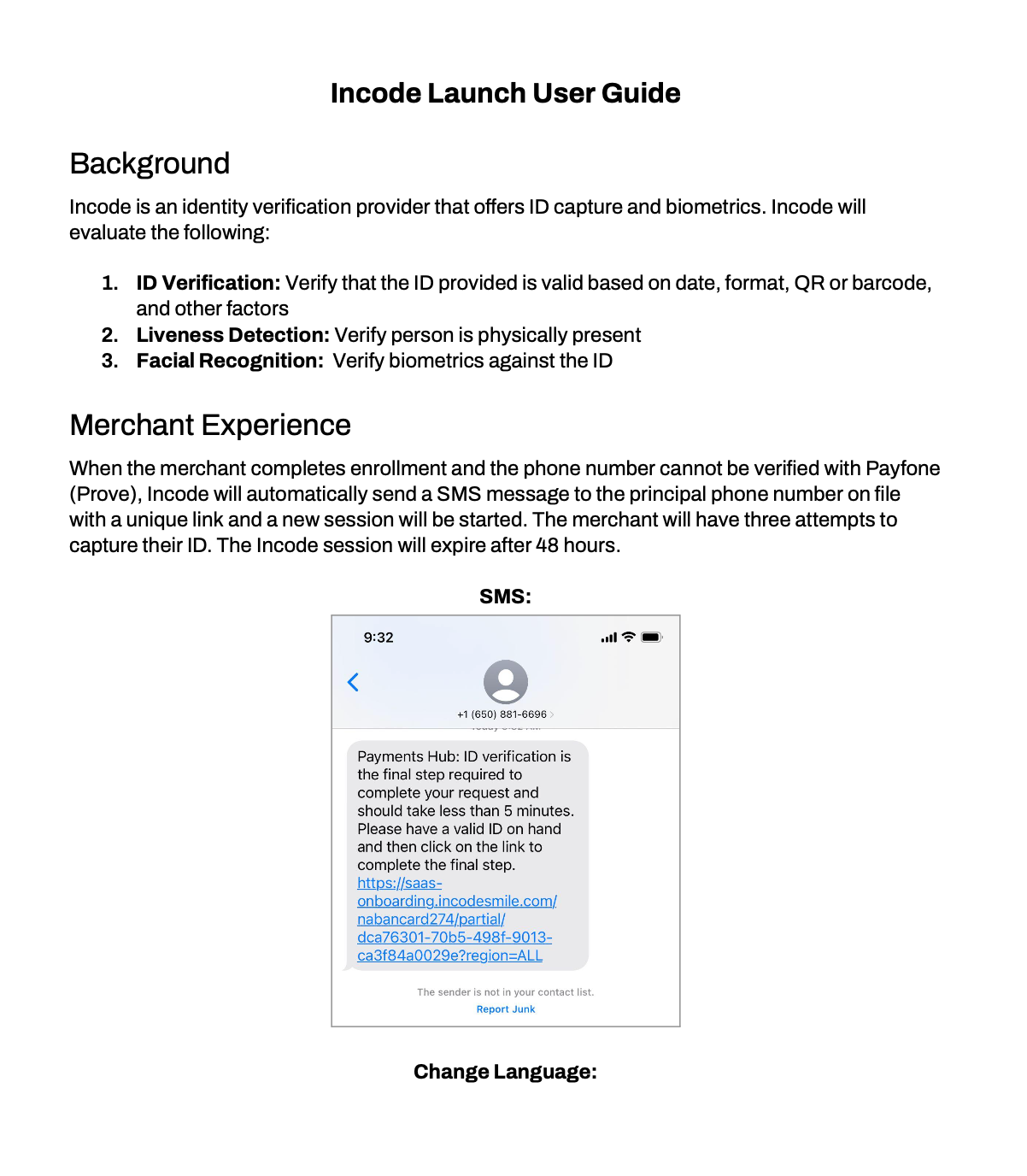 Incode Merchant Identification Guide