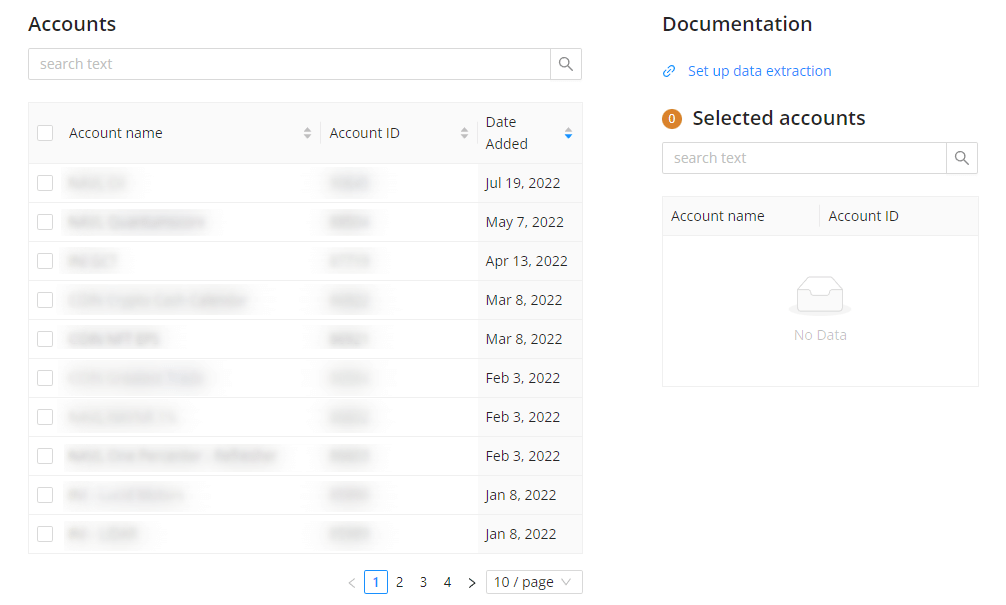 Set up data extraction