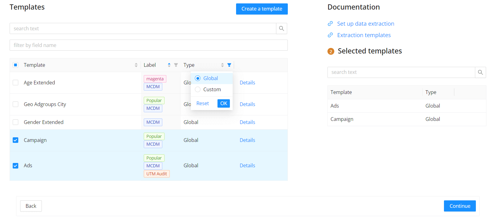 Set up data extraction | Docs