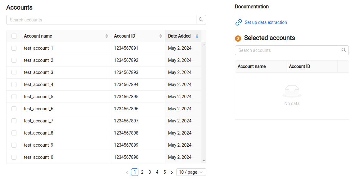 Set up data extraction | Docs