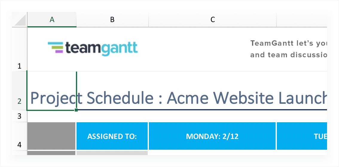Free Project Schedule Template For Excel | TeamGantt