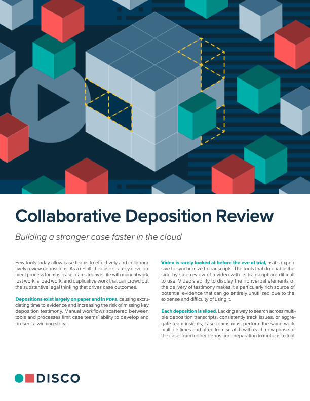 Collaborative Deposition Review | DISCO Resource Library