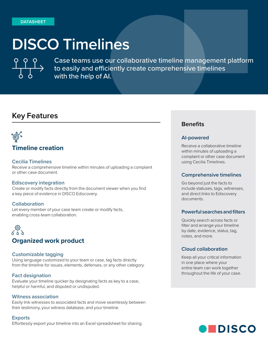DISCO Timelines: Datasheet | DISCO Resource Library