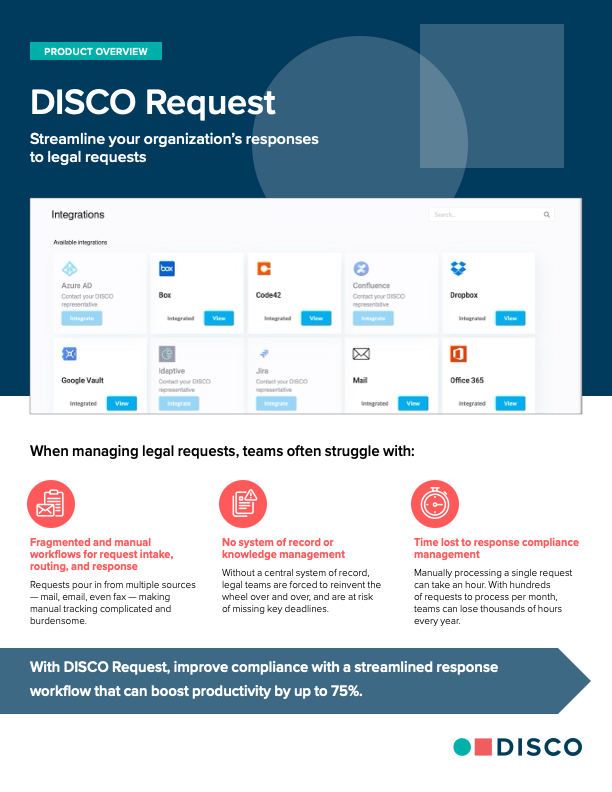 DISCO Request Product Overview | DISCO Resource Library