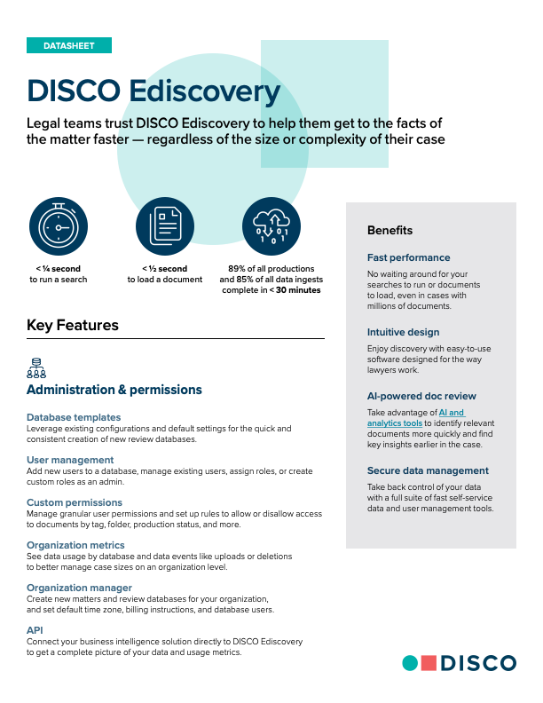 DISCO Ediscovery: Cutting-Edge Legal Technology | DISCO Resource Library