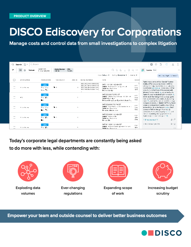 DISCO Ediscovery Overview for Corporations | DISCO Resource Library