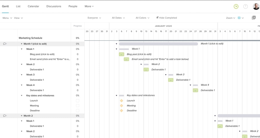 Marketing Schedule Template and Calendar | TeamGantt