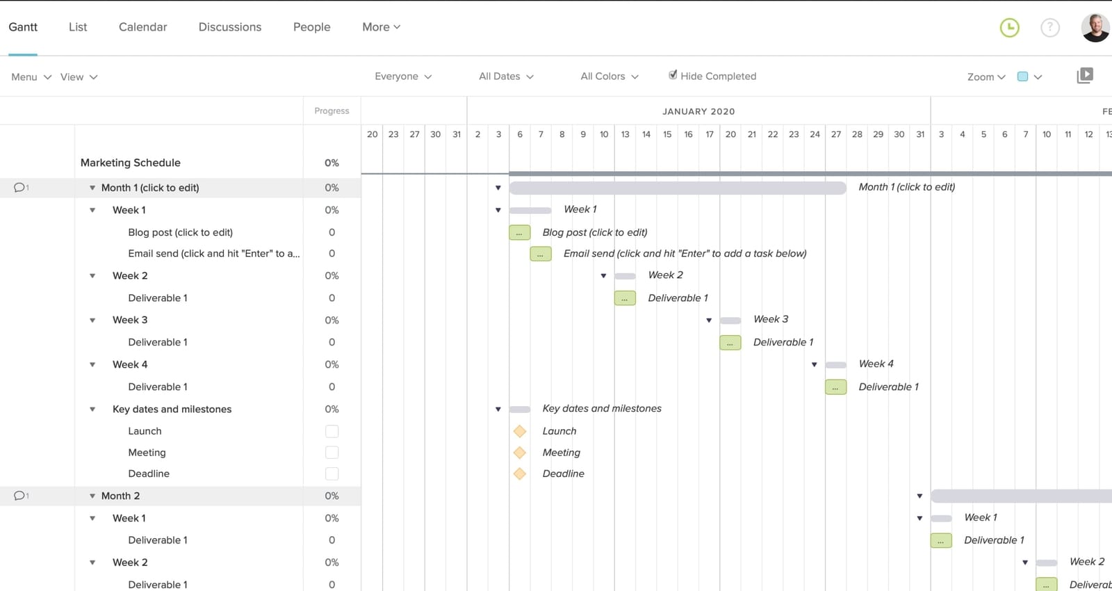 Marketing Schedule Template and Calendar | TeamGantt