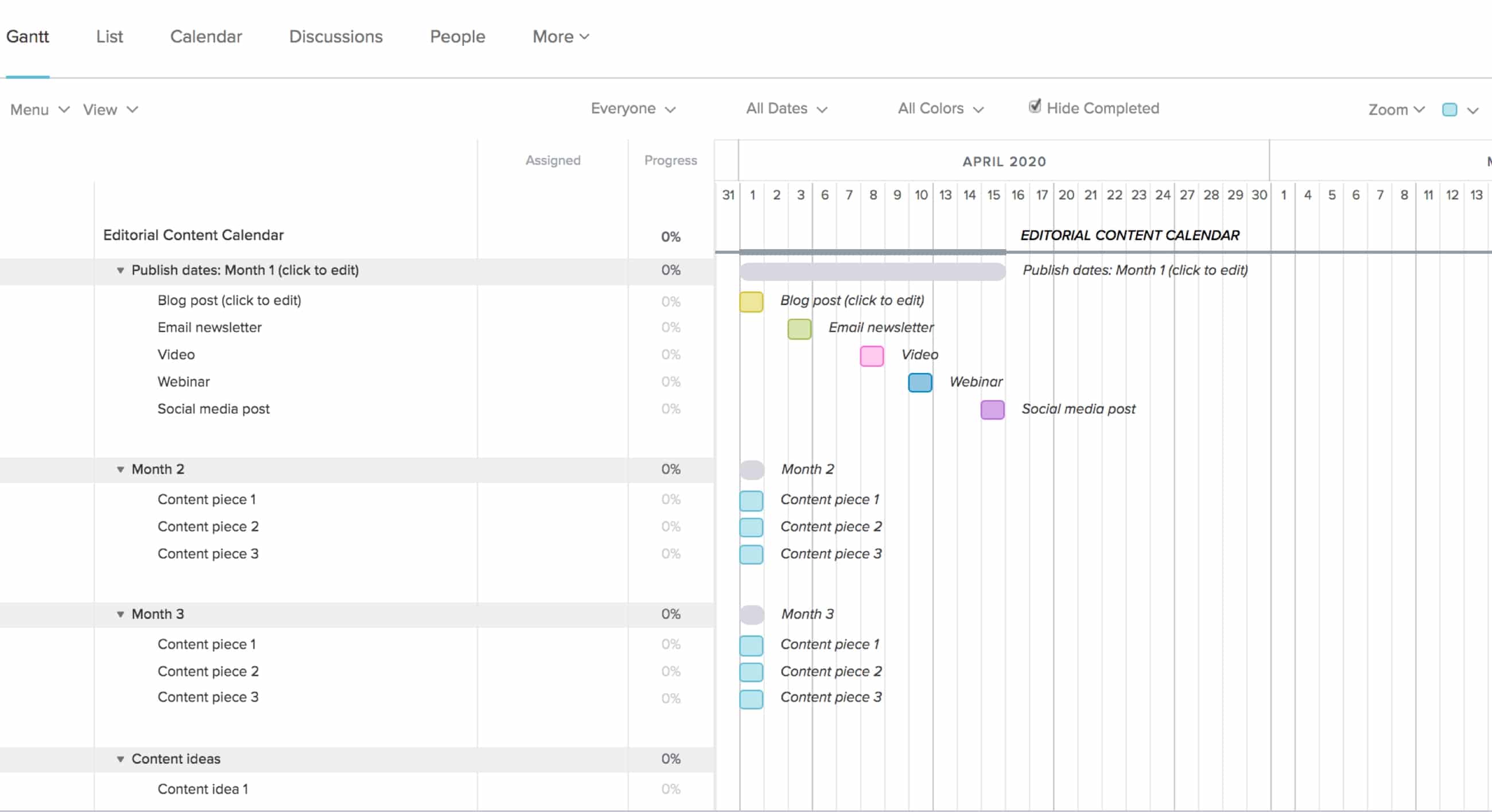 Content Calendar Template & Examples | TeamGantt