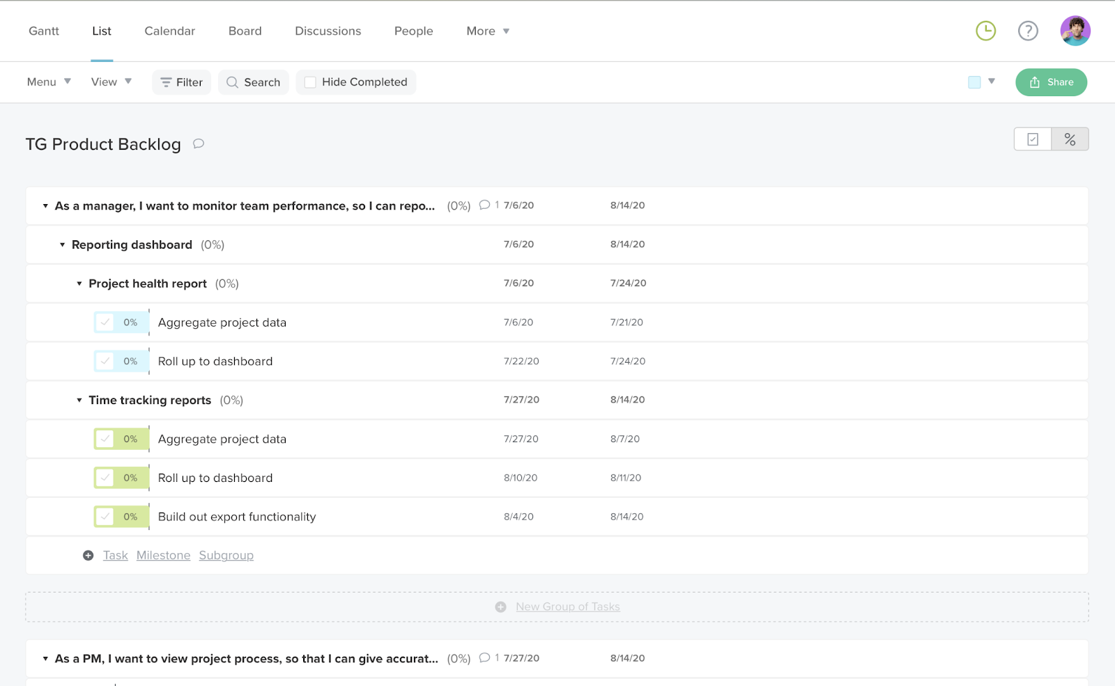 Product Backlog Template for Agile Projects | TeamGantt