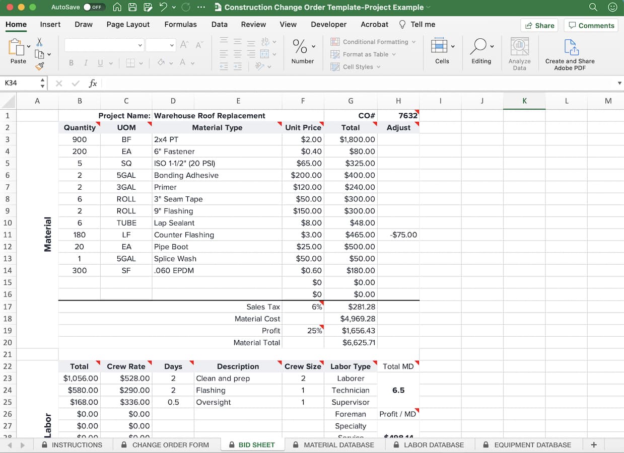 Order Form Excel Template