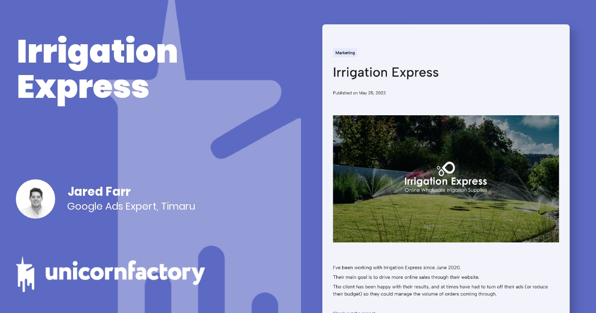 Irrigation Express Case Study: Jared Farr - Google Ads Expert in Timaru