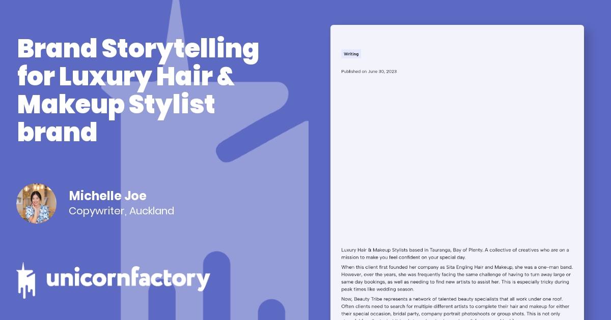 Brand Storytelling for Luxury Hair & Makeup Stylist brand Case Study ...