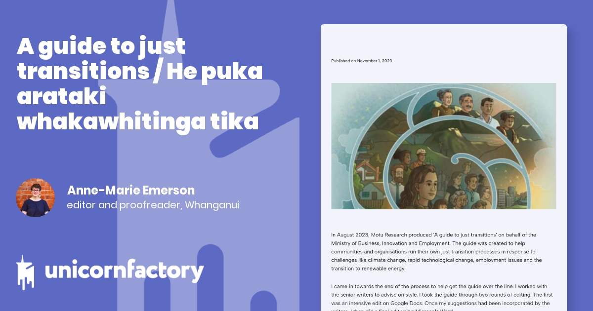 A guide to just transitions / He puka arataki whakawhitinga tika Case Study: Anne-Marie Emerson ...