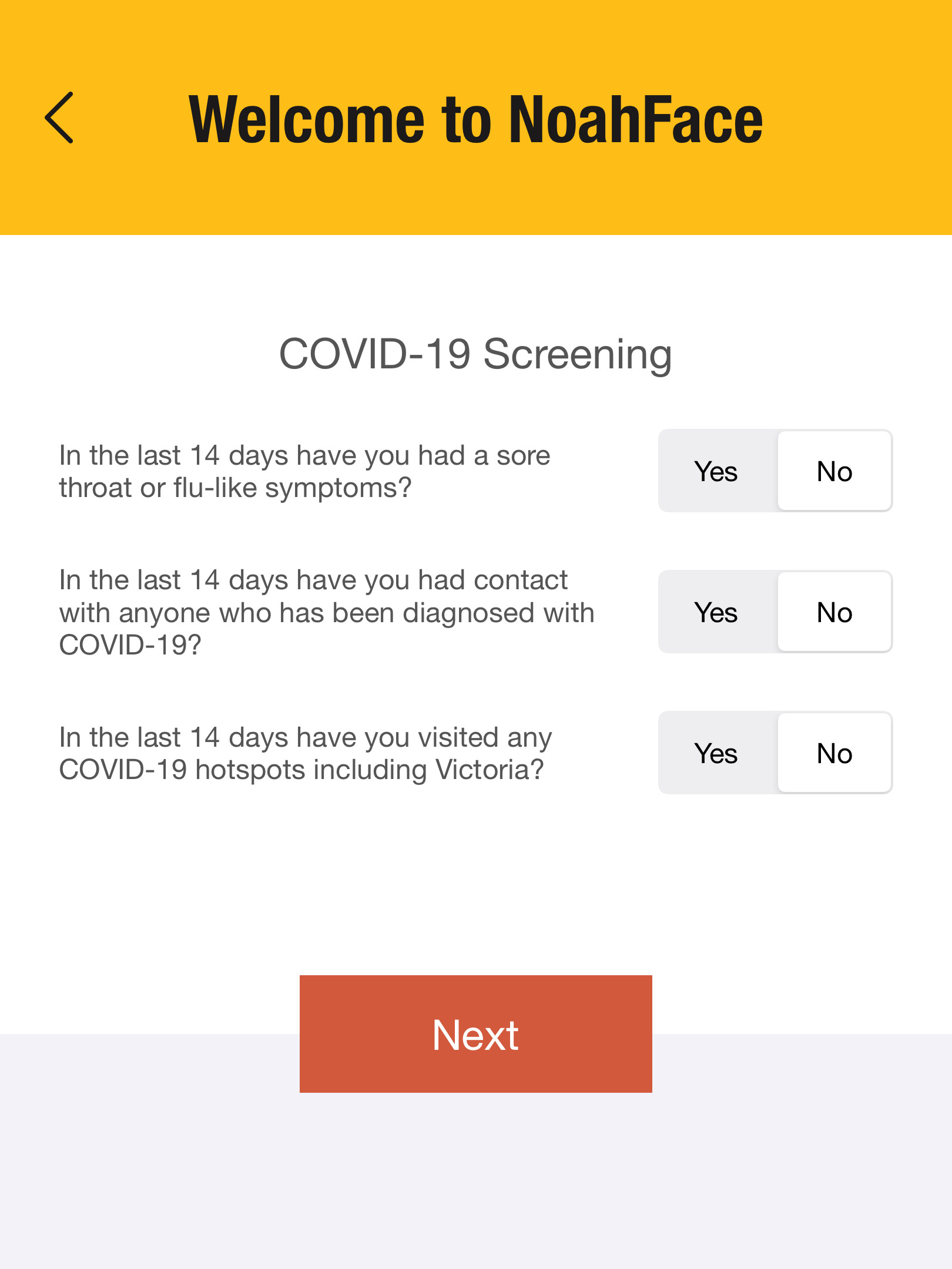 Visitor Screening Questions