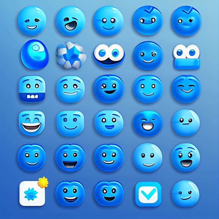 +10 Blue Emoji Face With Transparent Background