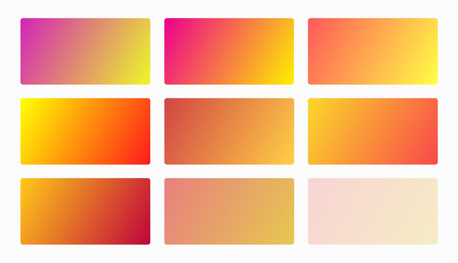 Yellow Red Gradient: +20 Background Gradient Colors
