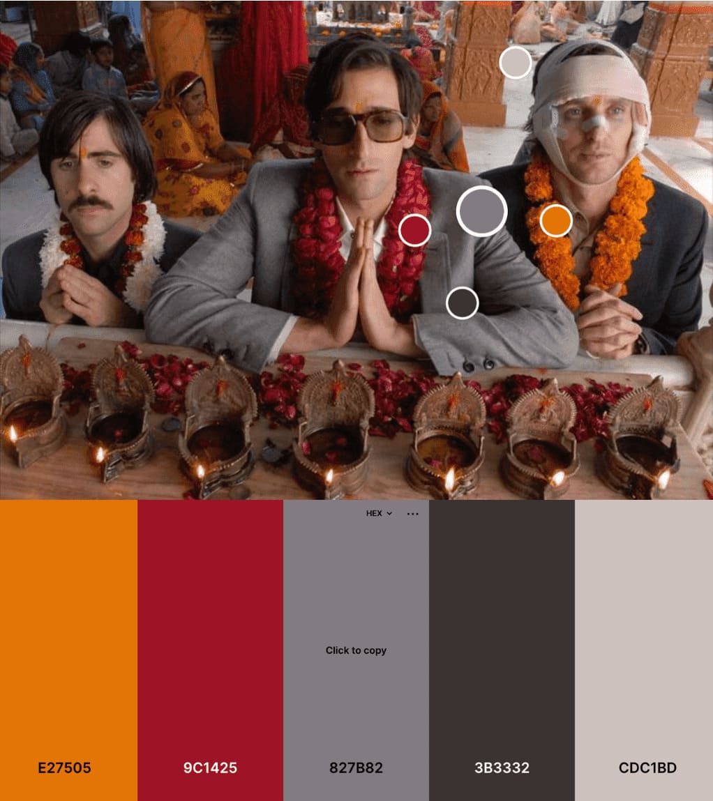 5 Wes Anderson Color Palettes with HEX Codes - Eggradients.com