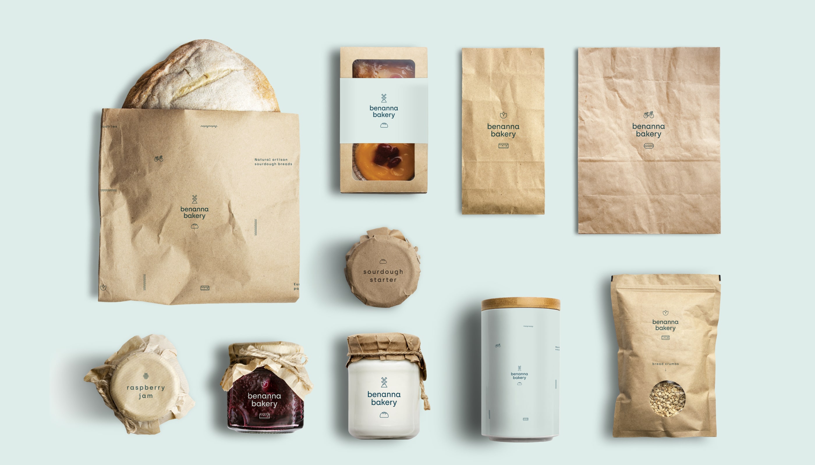Benanna Bakery – Visual Identity, pattern design, iconography