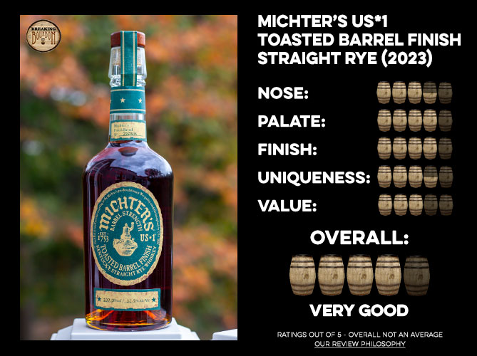 Michter’s US*1 Toasted Barrel Finish Straight Rye (2023 Release) Review ...