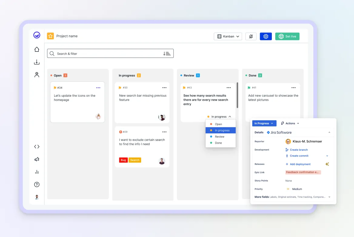 Integrate user feedback to your product management workflows