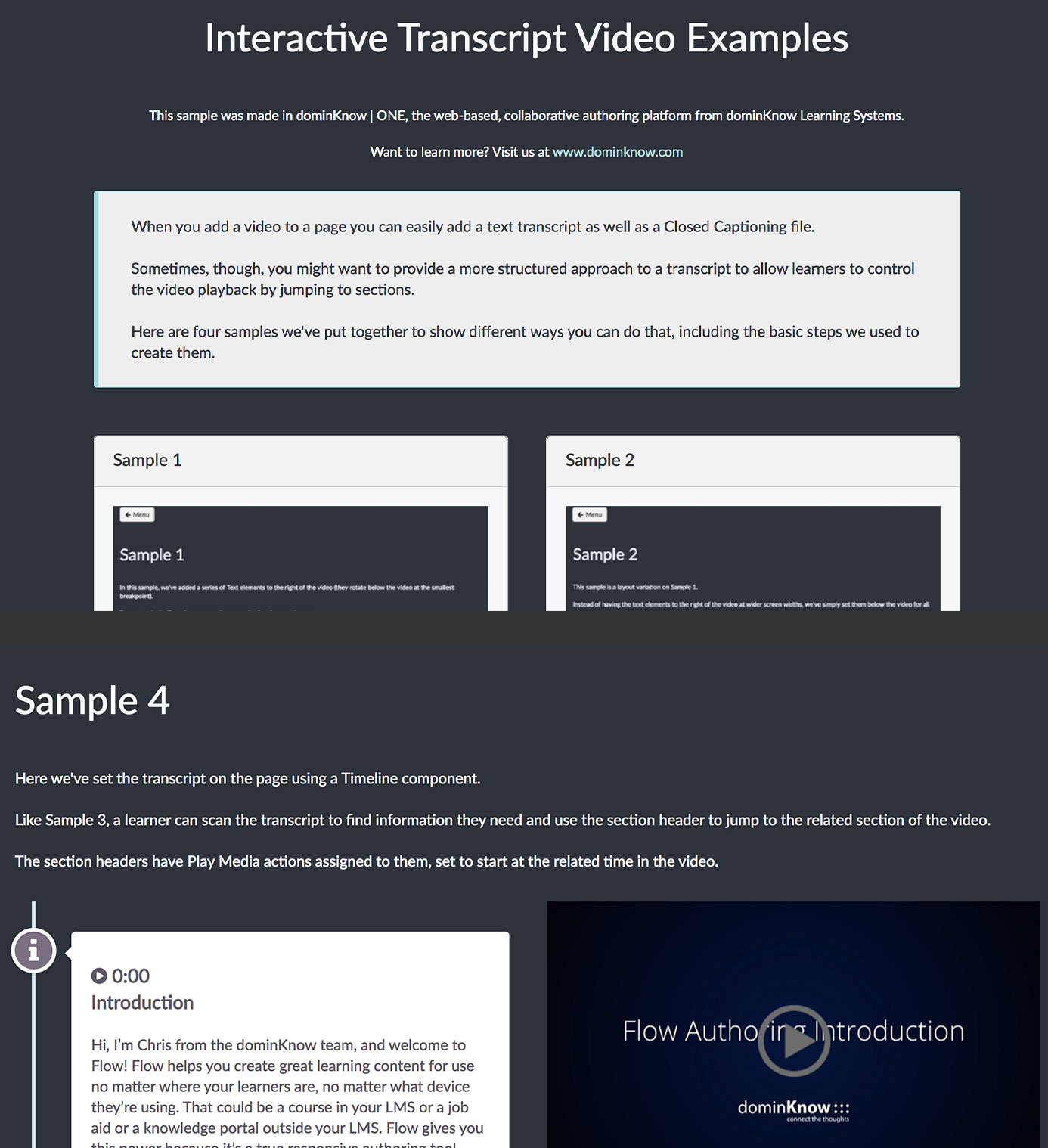 Interactive Transcript Video Examples