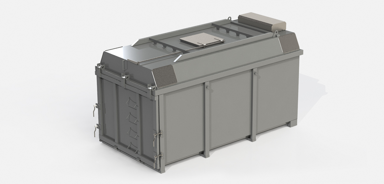 Slamcontainer for liftdumper, lukket, med MFS — Kanstad Mekaniske ...