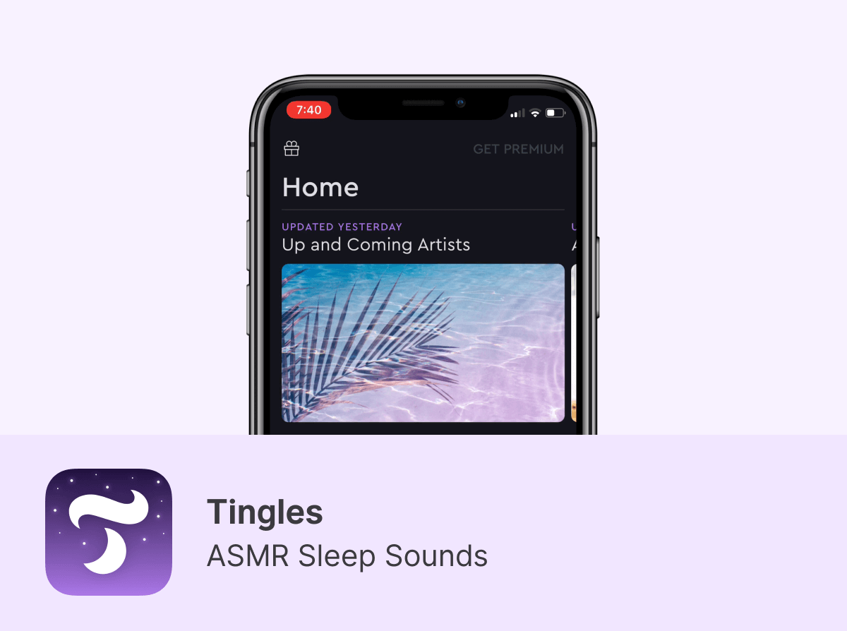 Tingles - Home page with featured playlists | UI Sources