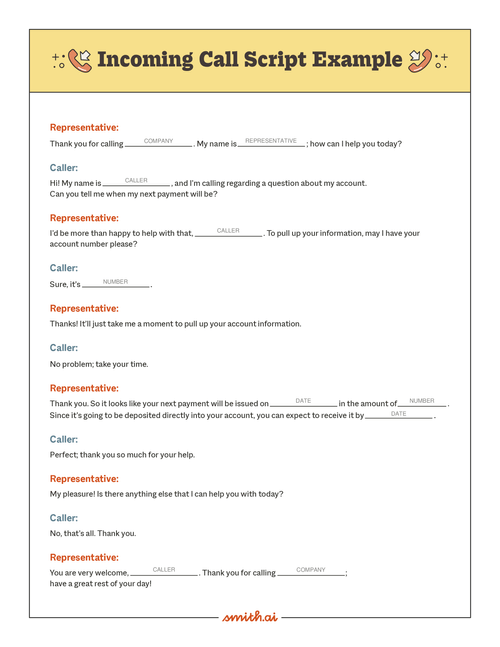 Smith.ai Incoming Call Script