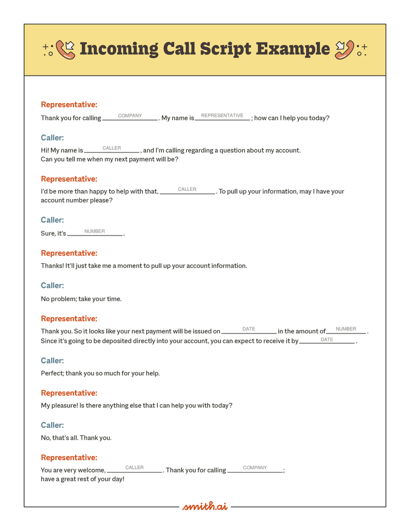 Smith.ai Incoming Call Script