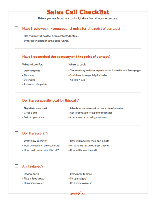 Sales Call Checklist