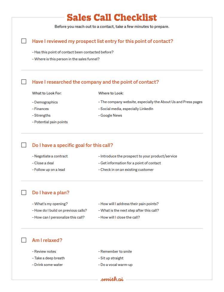 Sales Call Checklist
