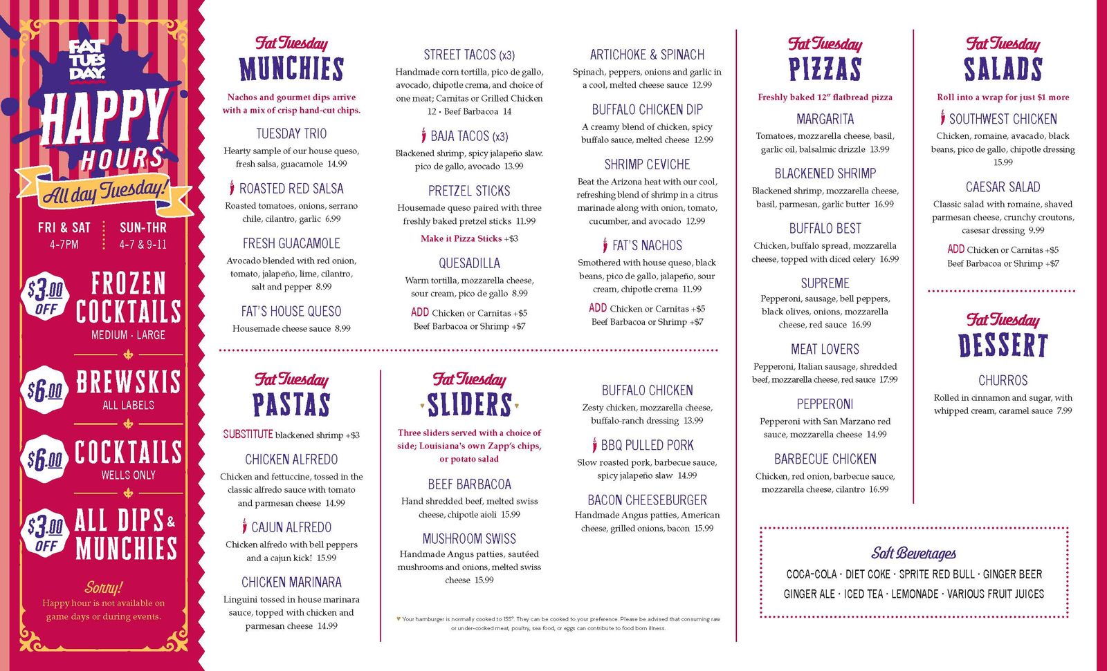 FAT TUESDAY WESTGATE | FOOD MENU