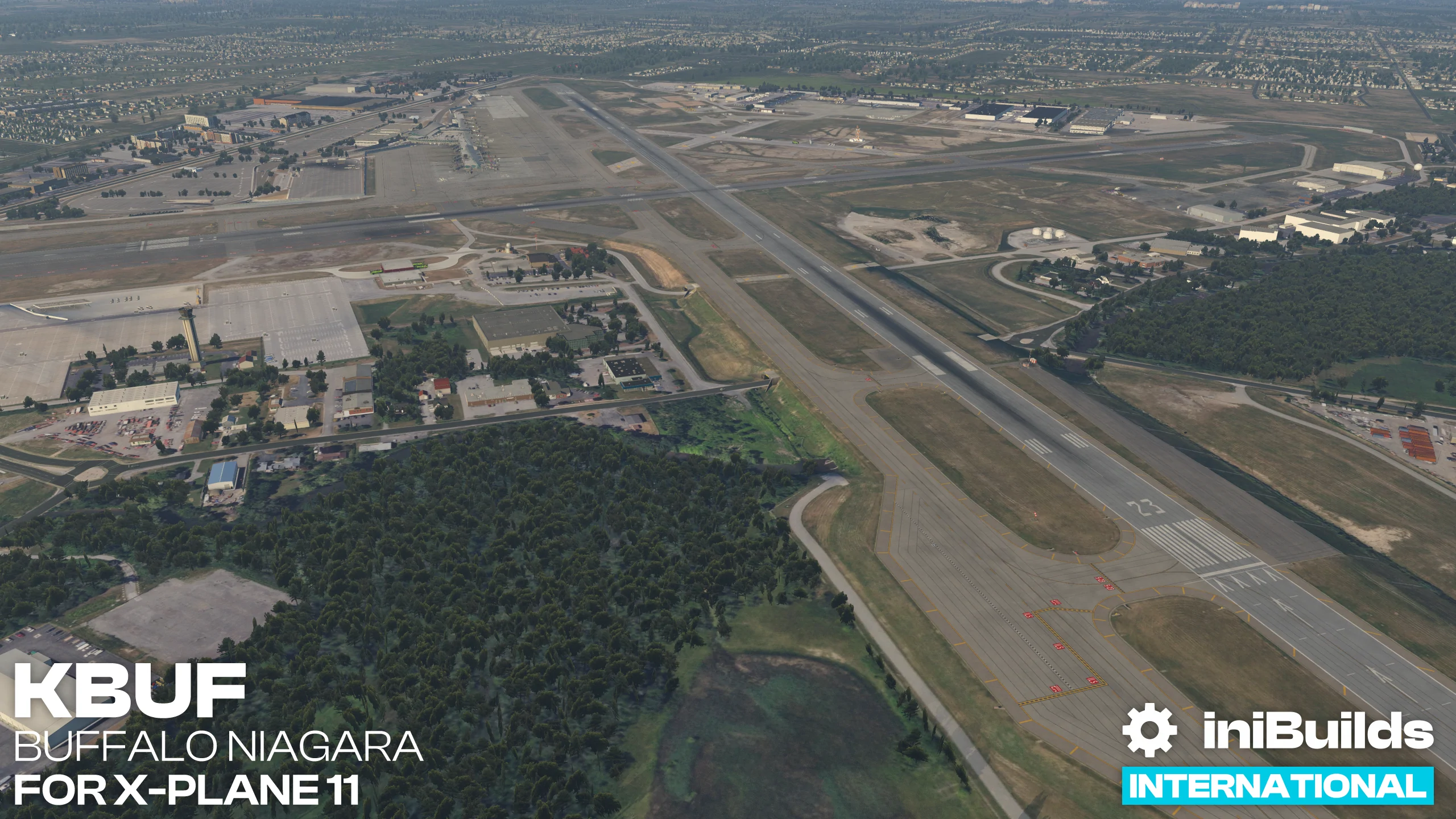 iniScene release Buffalo Niagara KBUF scenery for X-Plane 11 - Threshold