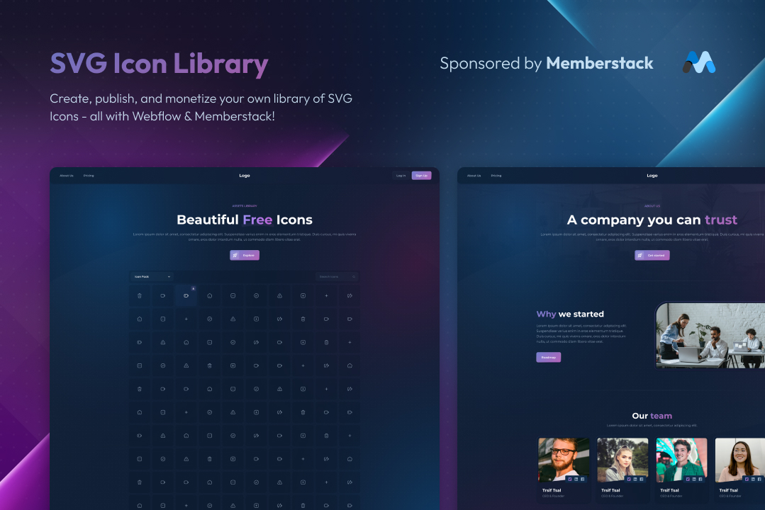 Webflow Showcased Sell Your Own Icons SVG Icon Library Template