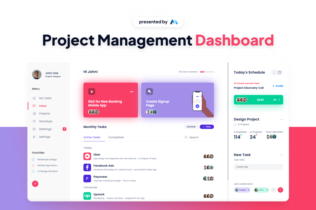 Webflow Showcased | Project Management Dashboard Cloneable