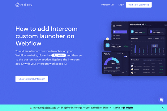 Webflow Showcased | Intercom Custom Launcher