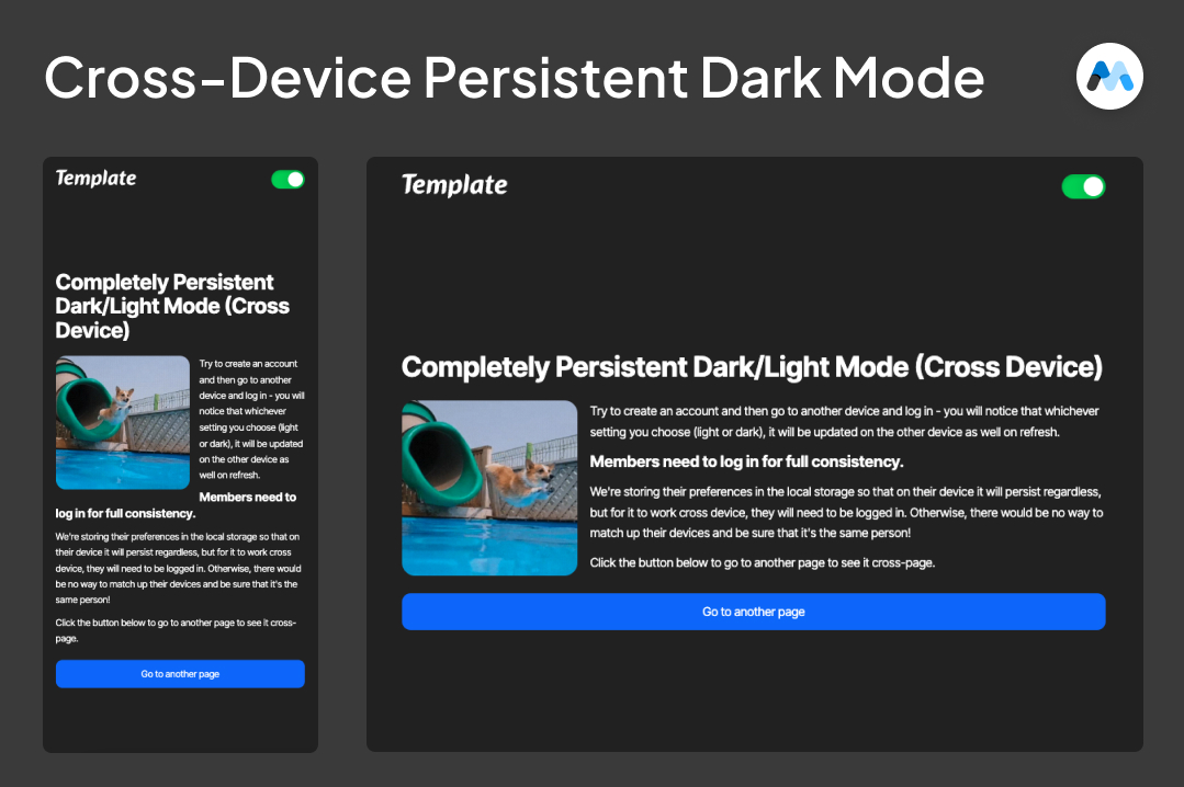 Webflow Showcased Persistent Cross Device Dark Mode 