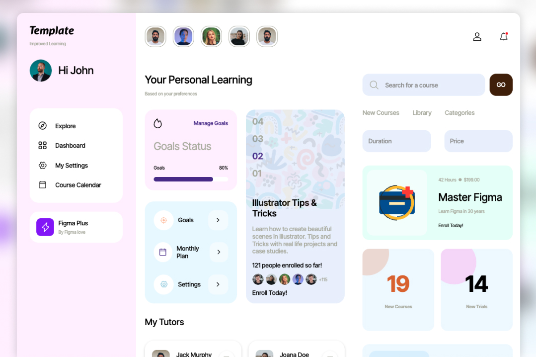 Webflow Showcased | Design Course Dashboard Webflow Showcased | Design Course Dashboard