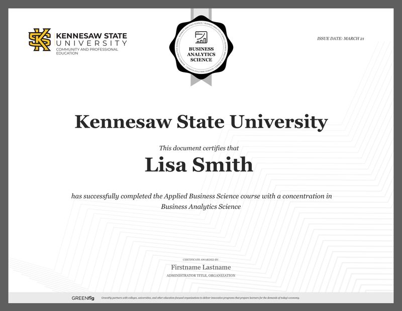 Business Analytics certificate course | Kennesaw State