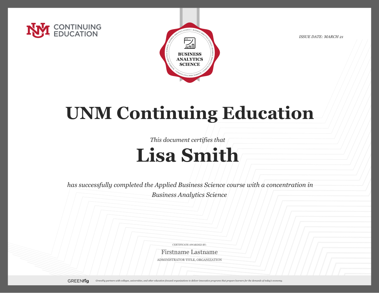 Business Analytics certificate course | UNM Continuing Education