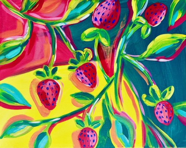 Paint & Party Art Class | Strawberries - Cardiff
