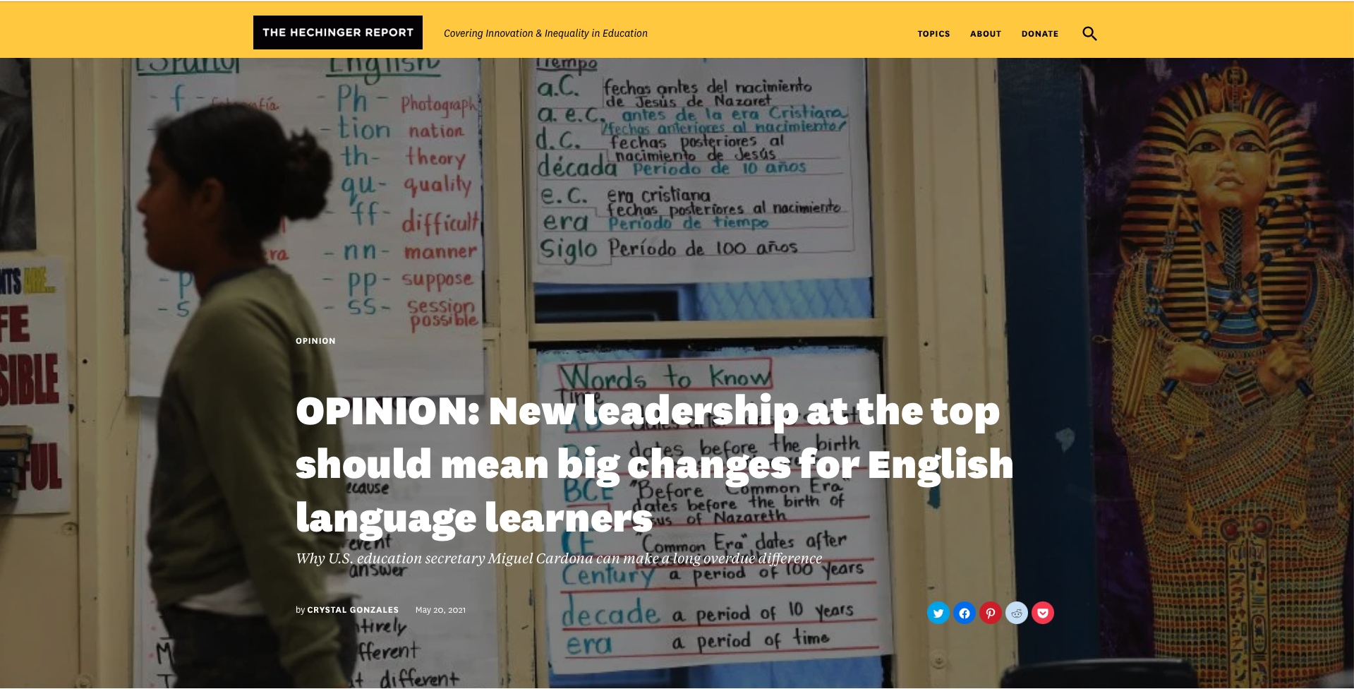 ELSF | ELSF's Crystal Gonzales on The Hechinger Report—Read her Op-Ed