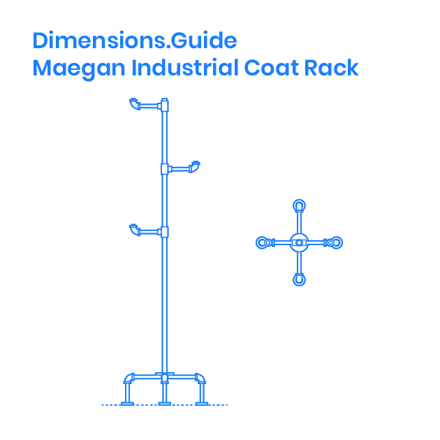 Maegan Industrial Coat Rack Dimensions & Drawings | Dimensions.com