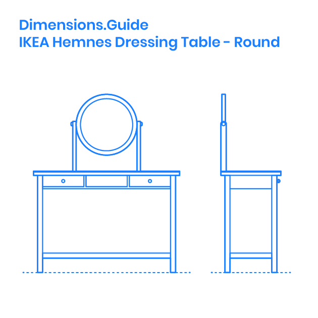 IKEA Hemnes Dressing Table - Round Mirror Dimensions & Drawings ...