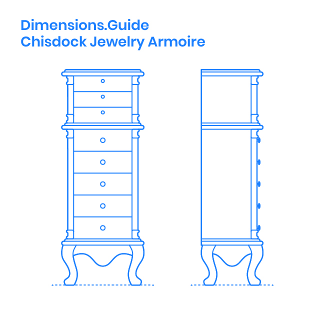 Chisdock Jewelry Armoire Dimensions & Drawings | Dimensions.com