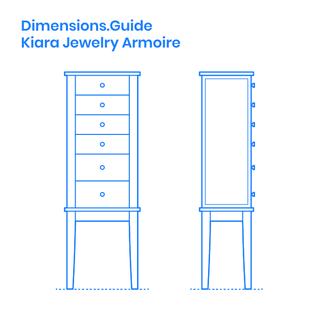 Kiara Jewelry Armoire Dimensions & Drawings | Dimensions.com