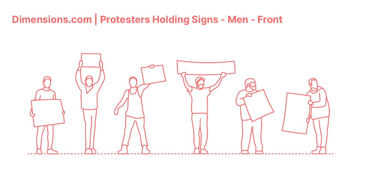 Protesters Holding Signs - Men - Front Dimensions & Drawings ...